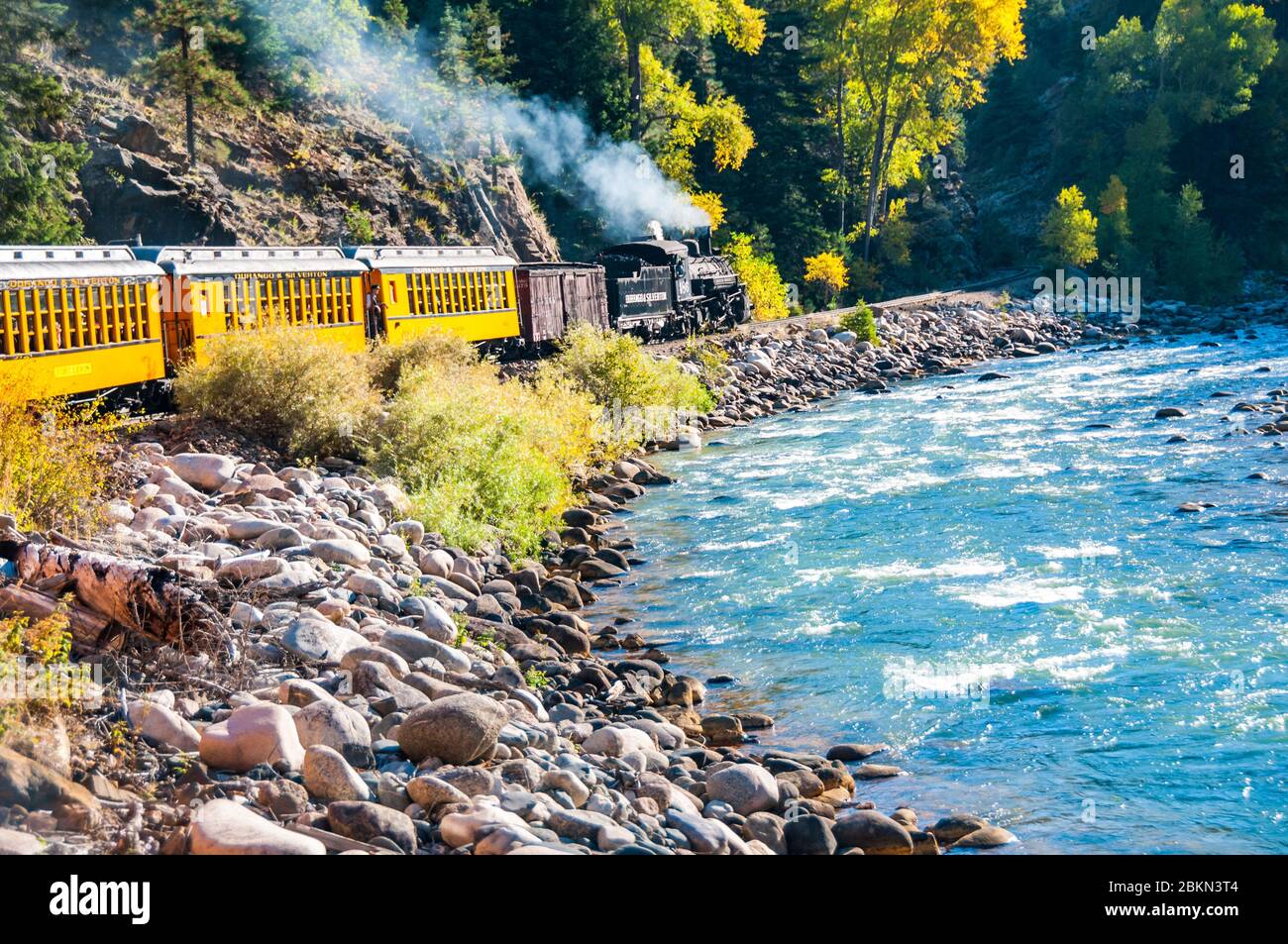 K-36 class no. 486 by the Animas River on the Durango & Silverton ...