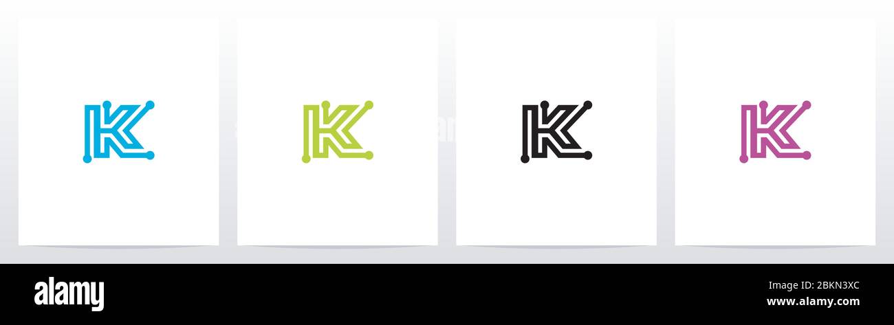 Parallel Lines With Nodes Formed Letter Logo Design K Stock Vector ...