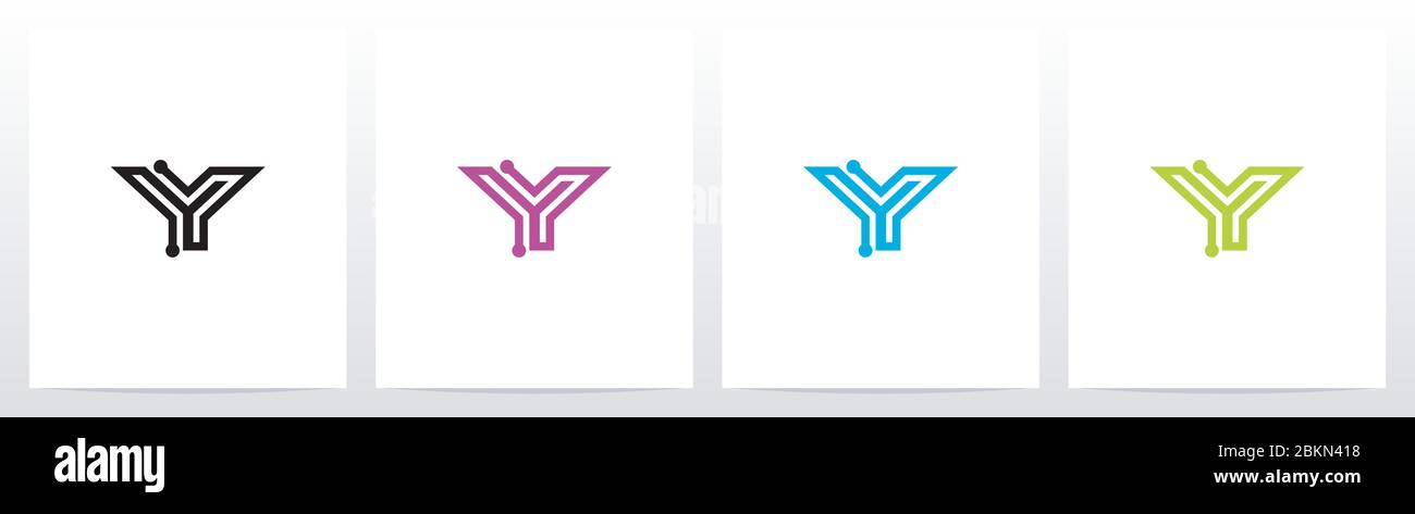 Parallel Lines With Nodes Formed Letter Logo Design Y Stock Vector ...
