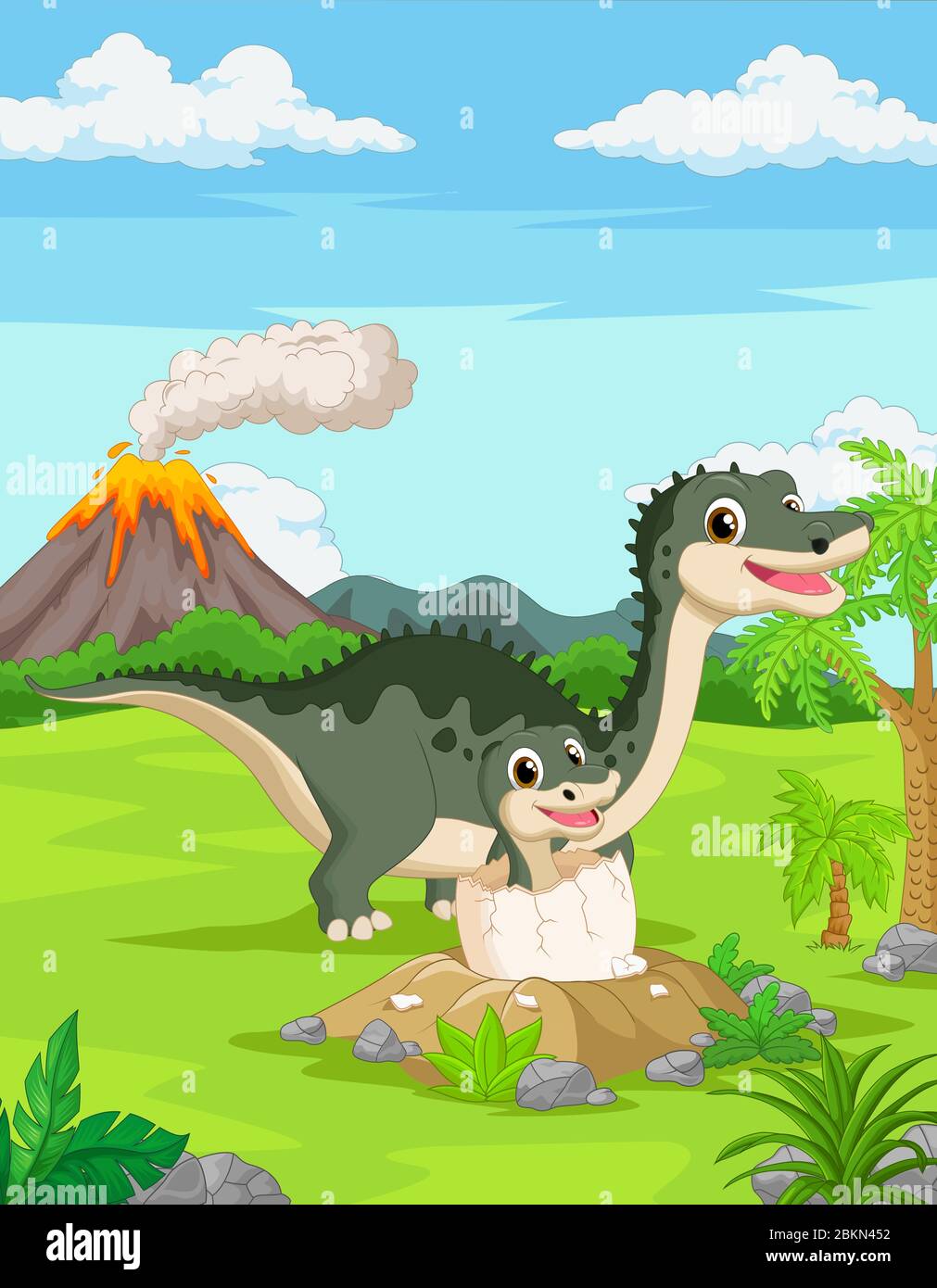 Cartoon Mother dinosaur with baby hatching Stock Vector Image & Art - Alamy