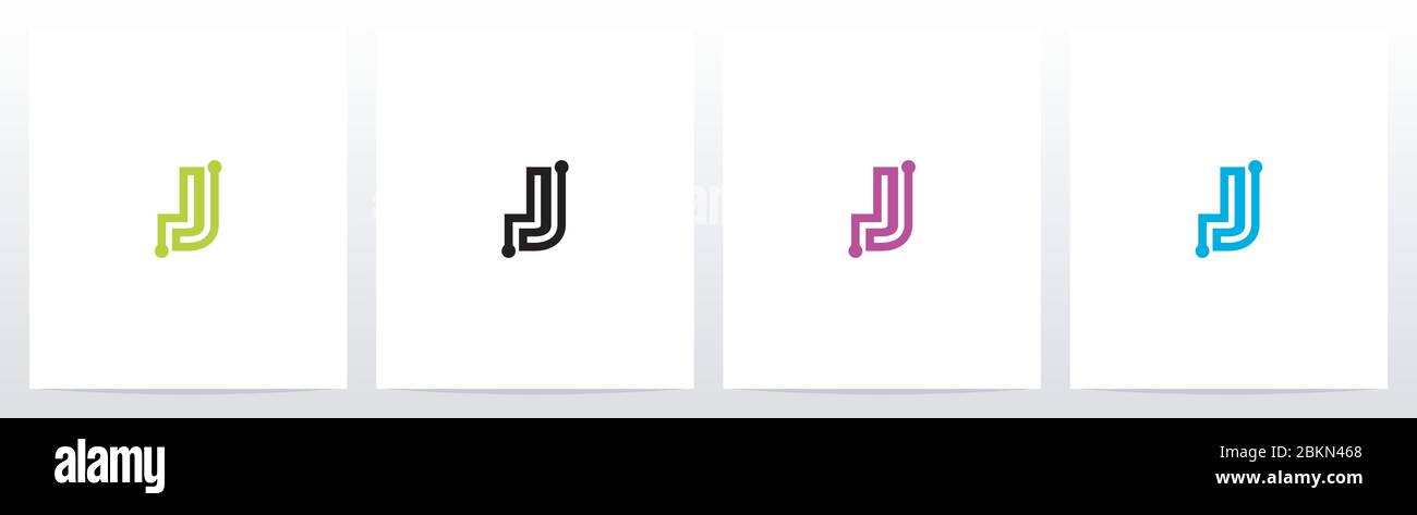 Parallel Lines With Nodes Formed Letter Logo Design J Stock Vector ...