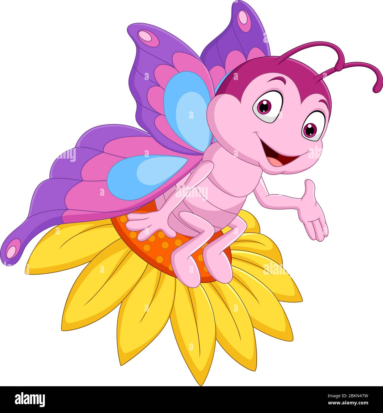 Butterfly Resting On Flower Clip Art