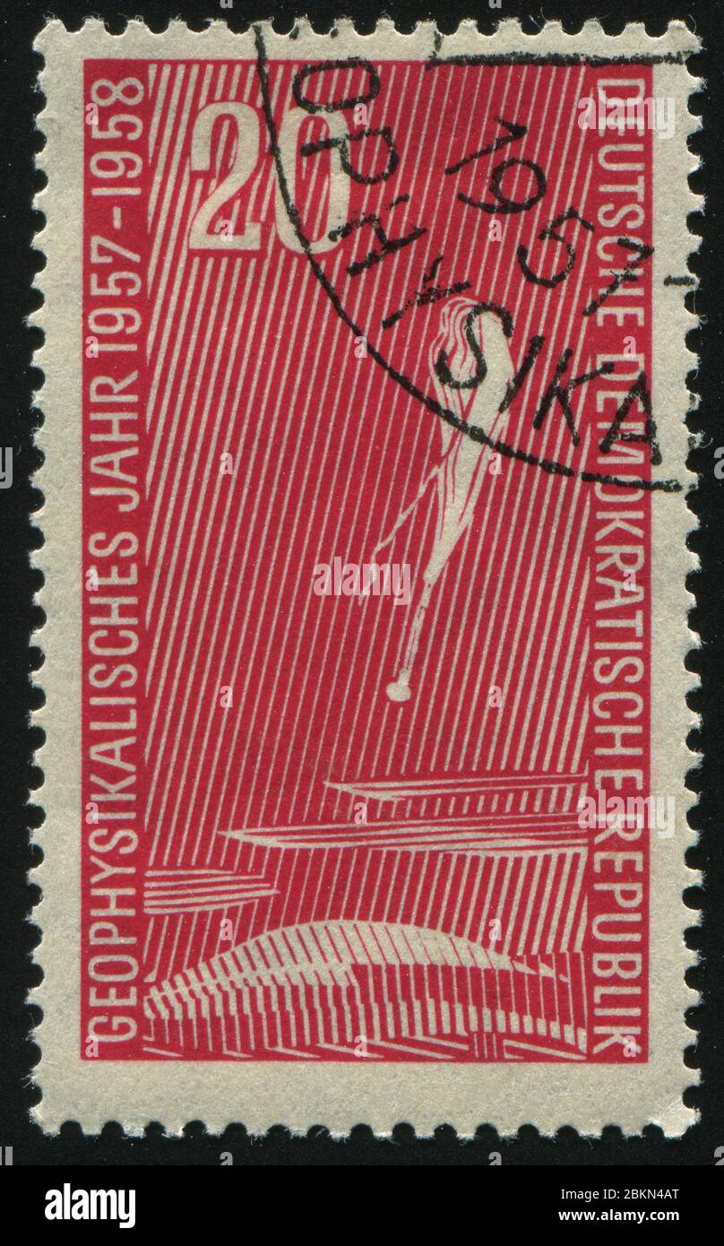 GERMANY- CIRCA 1957: stamp printed by Germany, shows Balloon ...