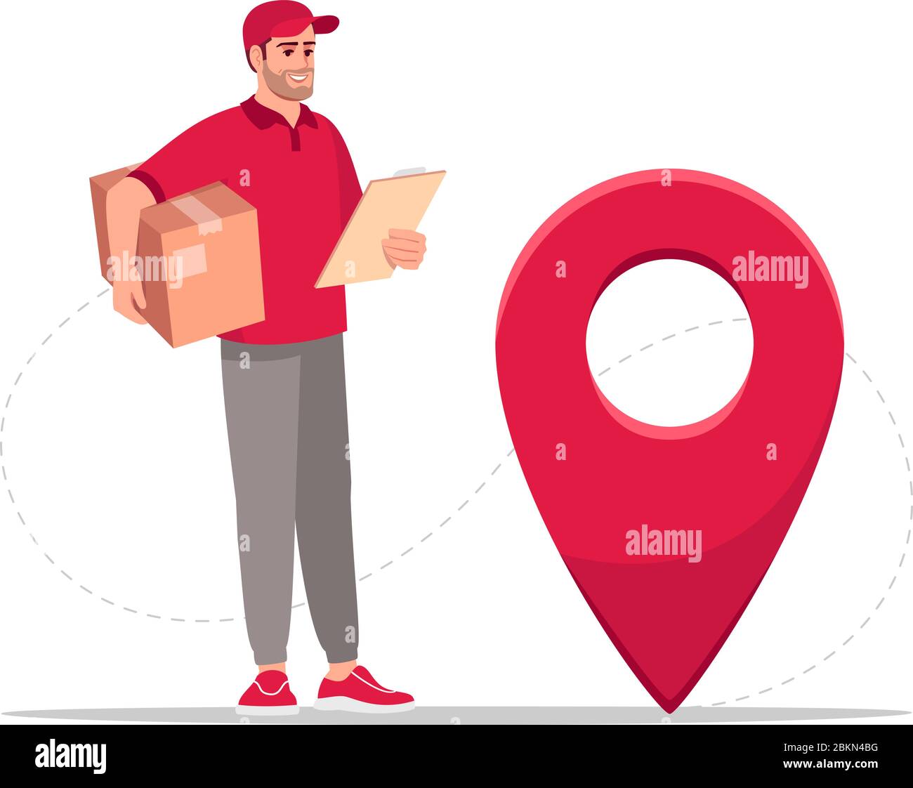 Package geolocation semi flat RGB color vector illustration Stock ...