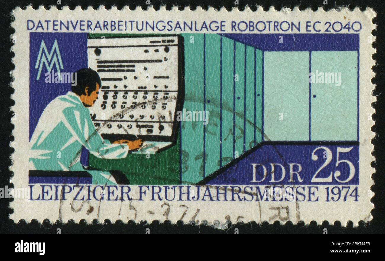 GERMANY- CIRCA 1974: stamp printed by Germany, shows Robotron EC 2040 ...