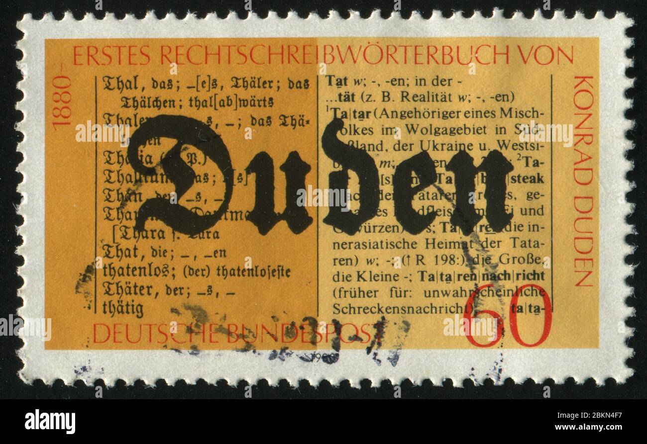 GERMANY- CIRCA 1980: stamp printed by Germany, shows Duden Dictionary ...