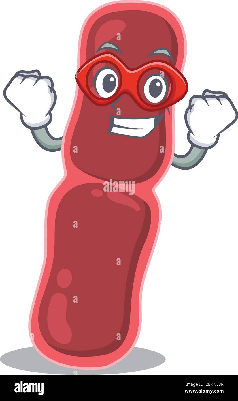A cartoon character of bacillus bacteria performed as a Super hero ...