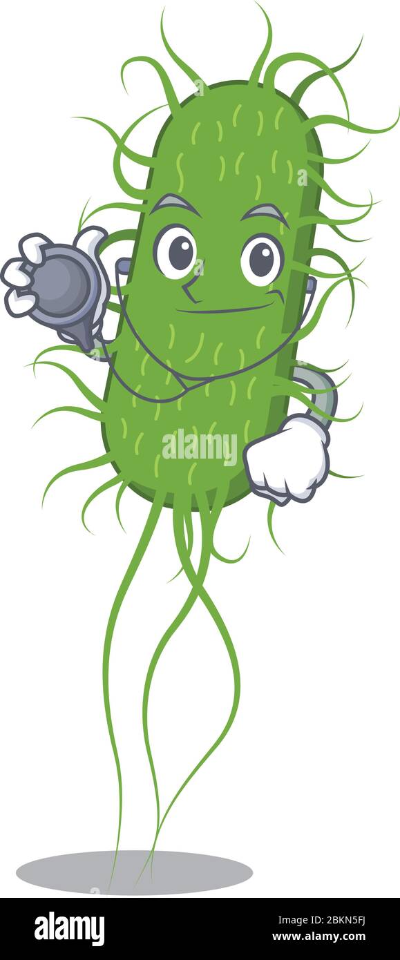 E.coli bacteria in doctor cartoon character with tools Stock Vector ...
