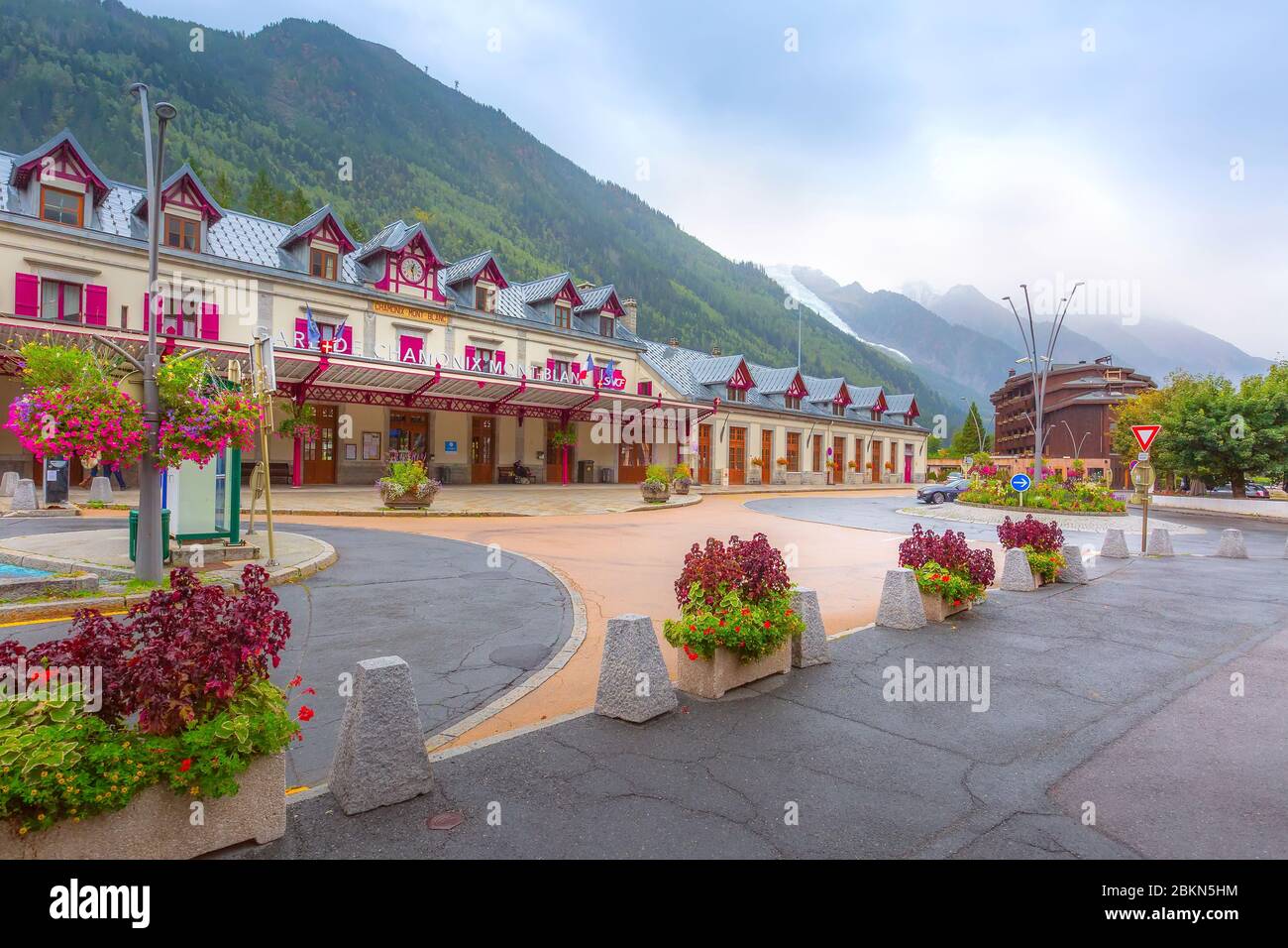Chamonix Mont-Blanc, France - October 4, 2019: Railway train station in ...