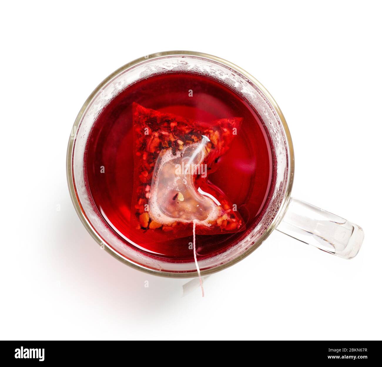 cup of red fruit tea isolated on white background, top view Stock Photo ...