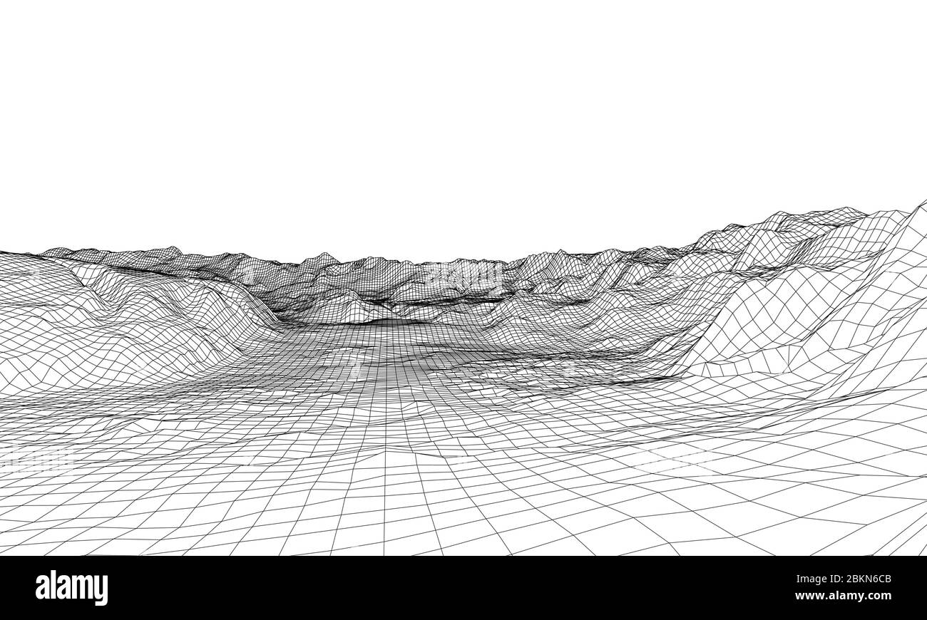 Abstract 3d wire-frame landscape. Blueprint style Stock Vector Image ...