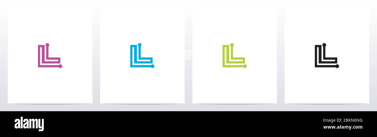 Parallel Lines With Nodes Formed Letter Logo Design L Stock Vector ...