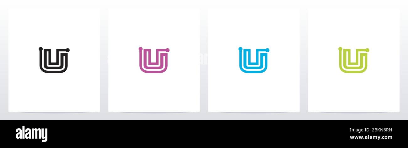 Parallel Lines With Nodes Formed Letter Logo Design U Stock Vector ...