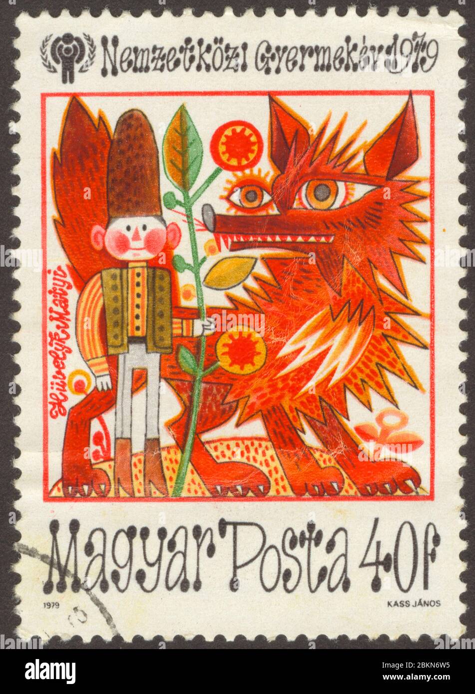 The scanned stamp. The Hungarian stamp. Hungarian animation film Stock ...