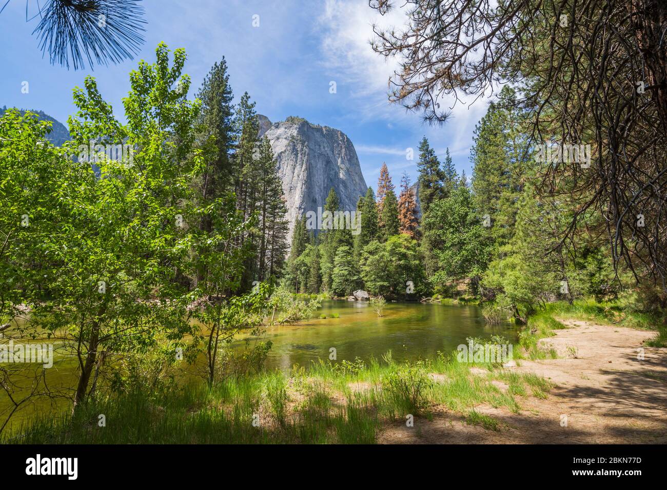 View of Merced River running through Yosemite Valley, Yosemite National ...