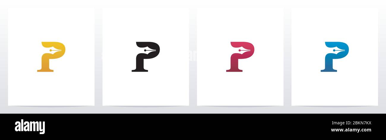 Pen Head On Letter Logo Design P Stock Vector Image & Art - Alamy