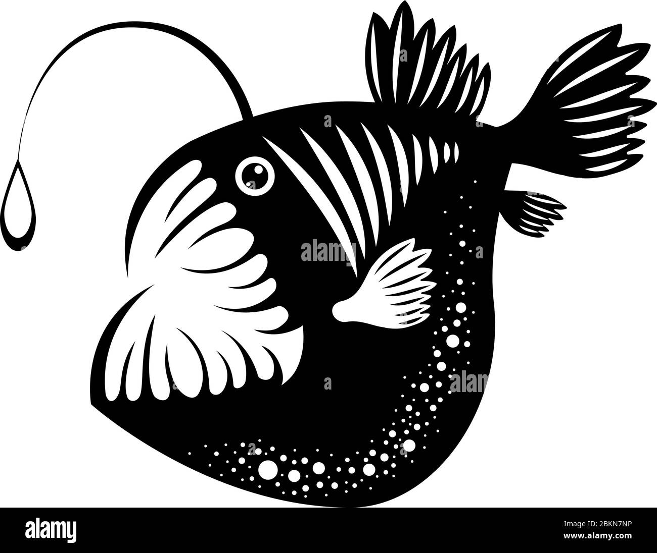 Angler Fish. Lophius piscatorius. Isolated on white. Underwater world ...