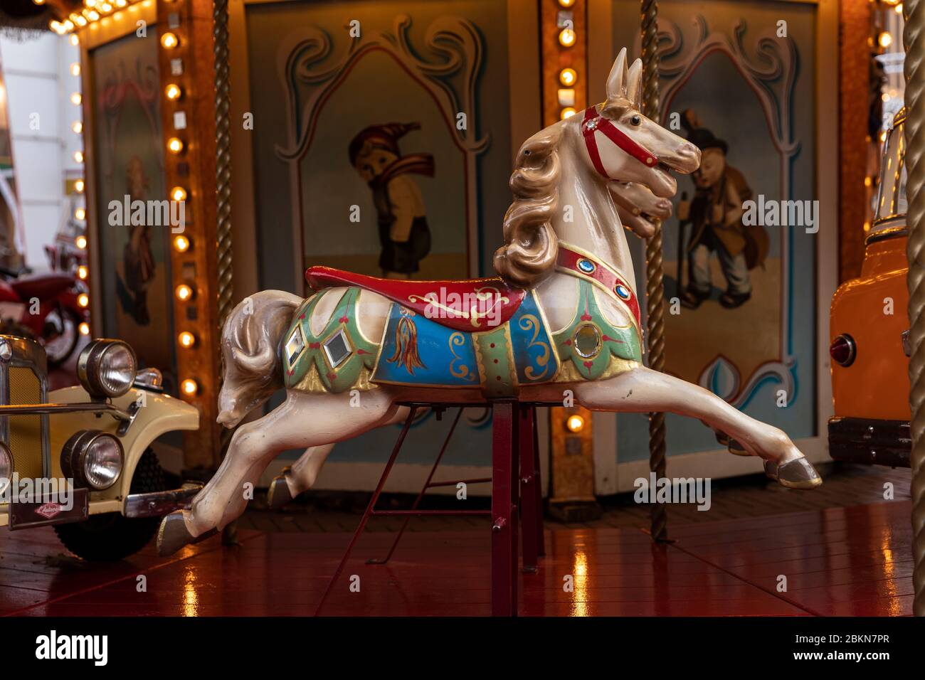 Old vintage horse carousel ride in the city center of Eindhoven on the ...