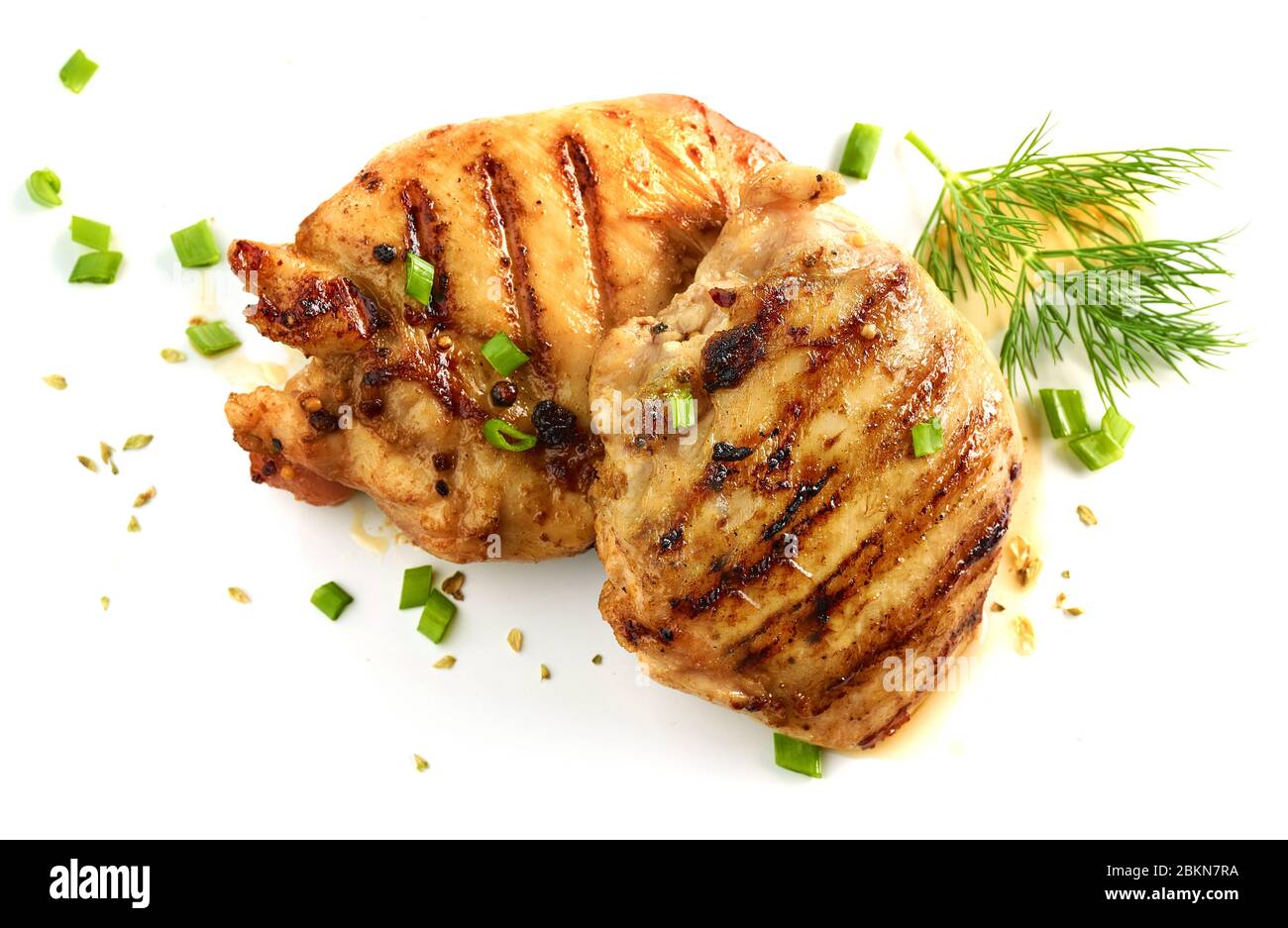 grilled chicken skinless ham meat isolated on white background Stock ...
