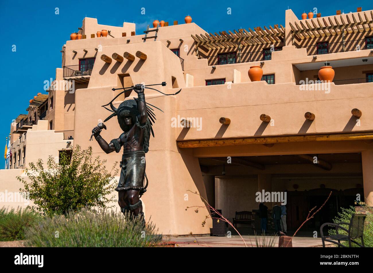 The main entrance to the Hilton Hotel, Buffalo Thunder Resort, with a ...