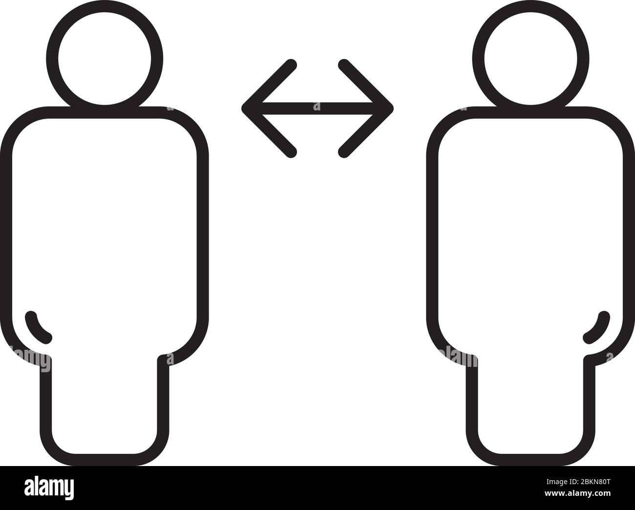 Social distancing vector line icon. Keep your distance in public to ...