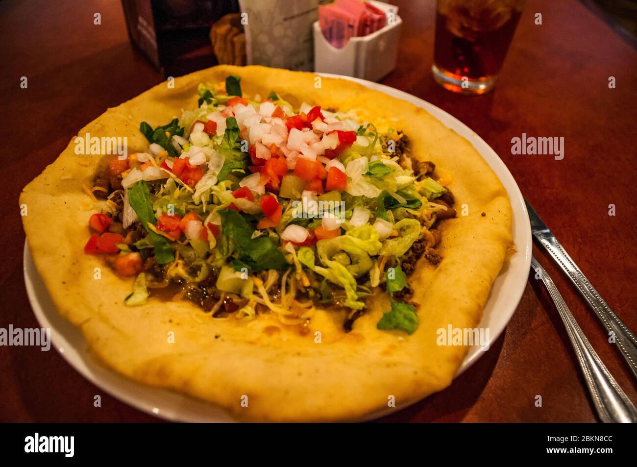 Lunch of tewa taco at the Pueblo Harvest Cafe, at the Indian Pueblo ...