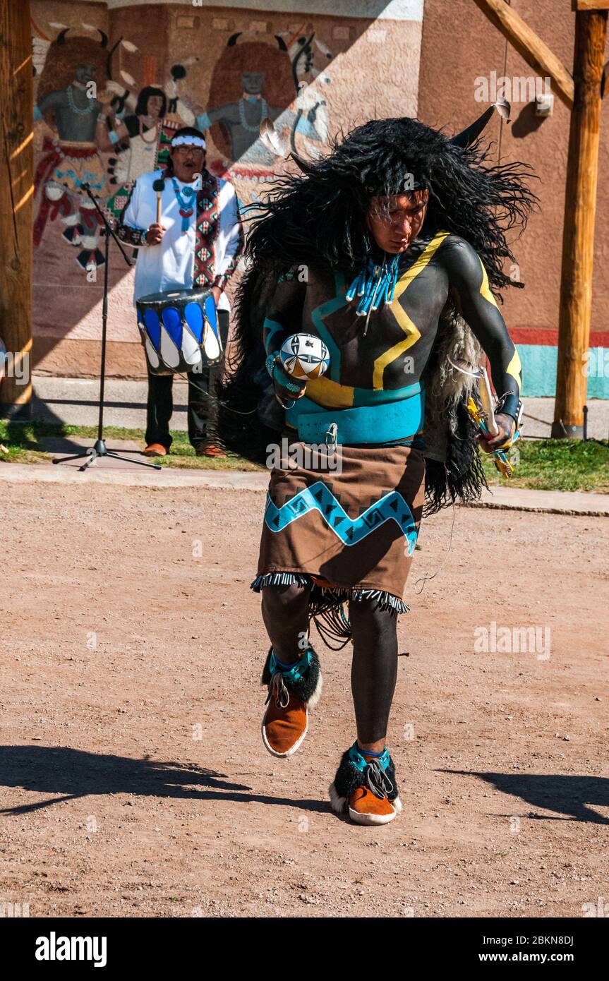Buffalo Dance performed at the Indian Pueblo Cultural Center. Dancer ...