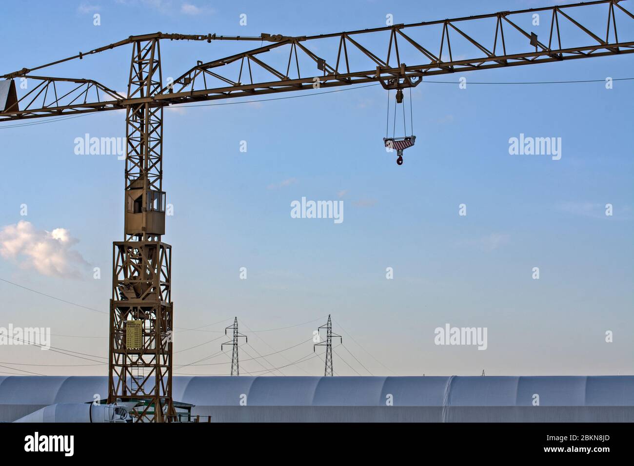 Zrenjanin, Serbia, May 03, 2020. Industrial crane on the outskirts of ...