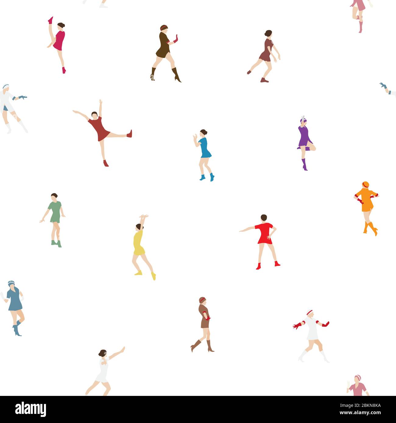 Silhouette of a Dancing Woman Seamless Pattern Background Vector ...