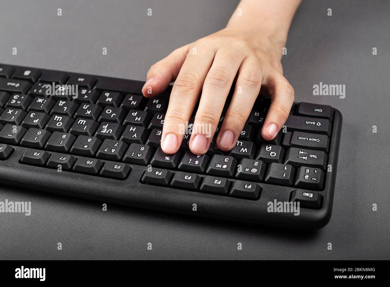 Hand girl female press laptop hi-res stock photography and images - Alamy