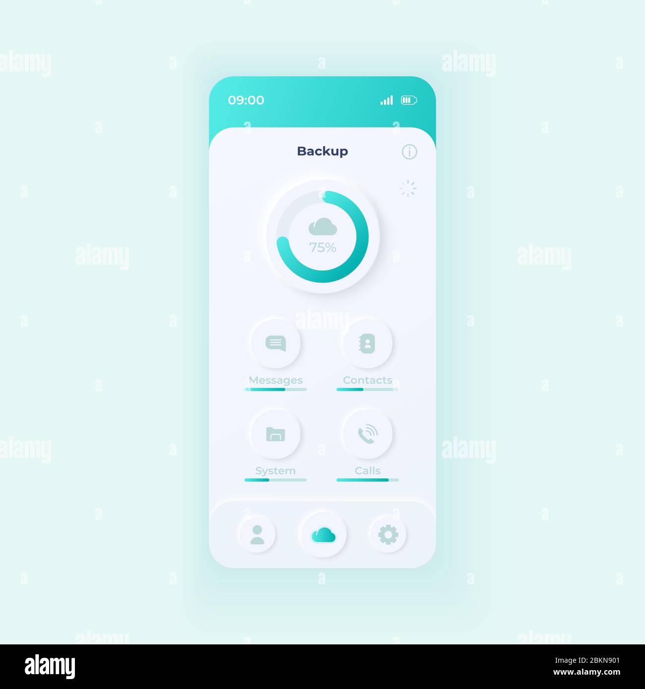 Cloud storage application smartphone interface vector template. Mobile ...