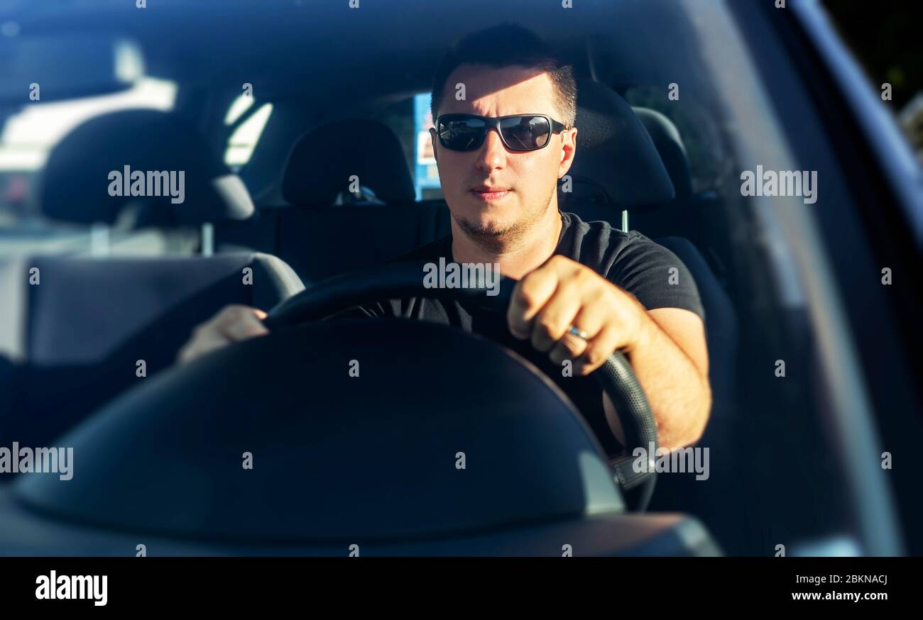 Handsome corporate man driving hi-res stock photography and images - Alamy