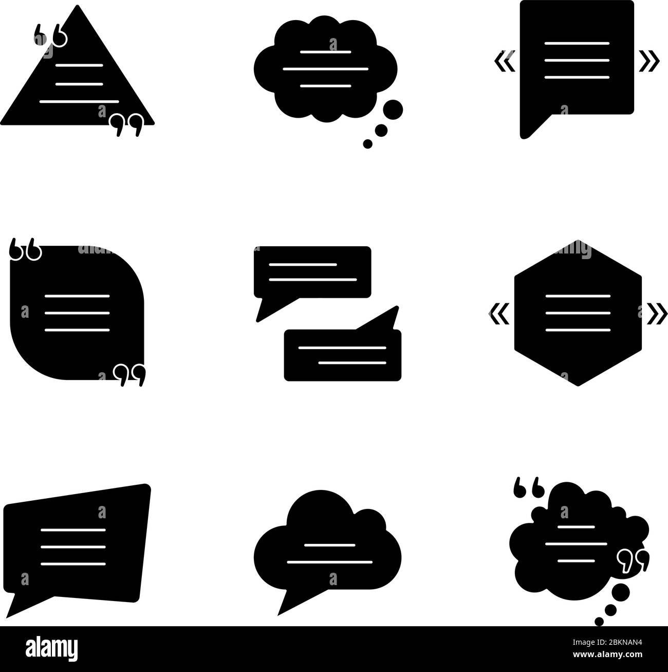Comment box black glyph icons set on white space Stock Vector Image ...