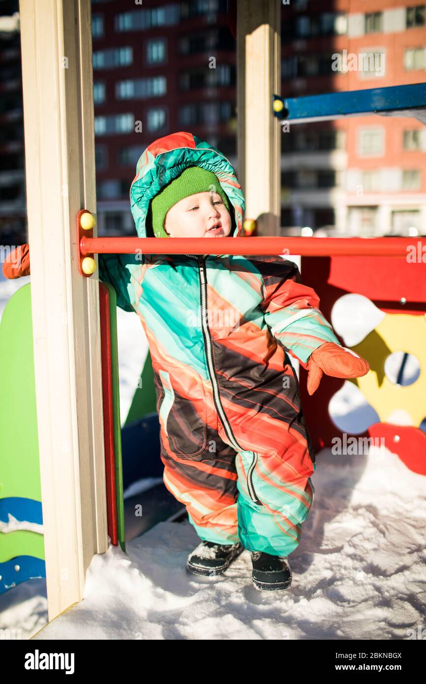 Little boy playing in the playground outdoor Stock Photo - Alamy