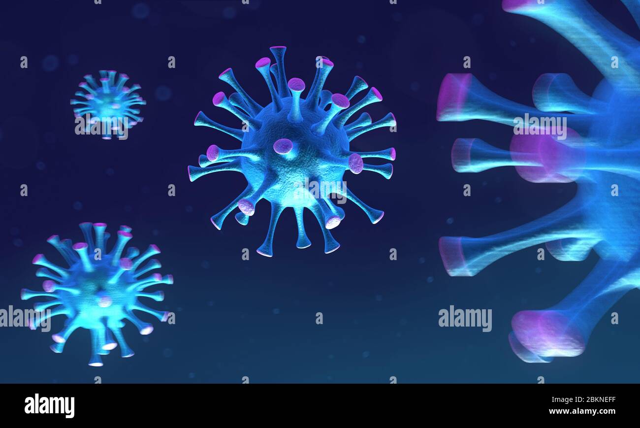 Microscopic view of a infectious virus. Contagion and propagation of a ...