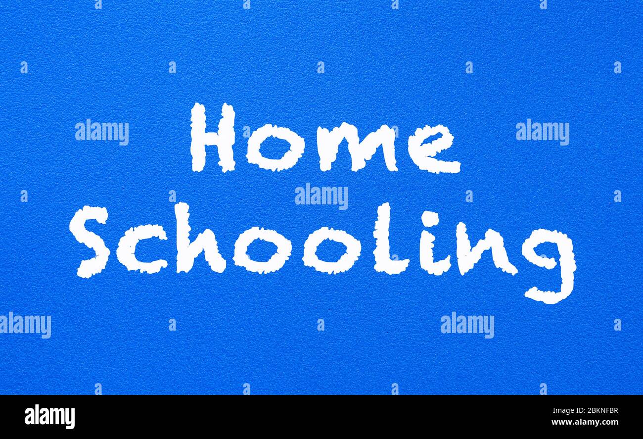 Homeschooling. Words or typed text on blue board. Education concept ...