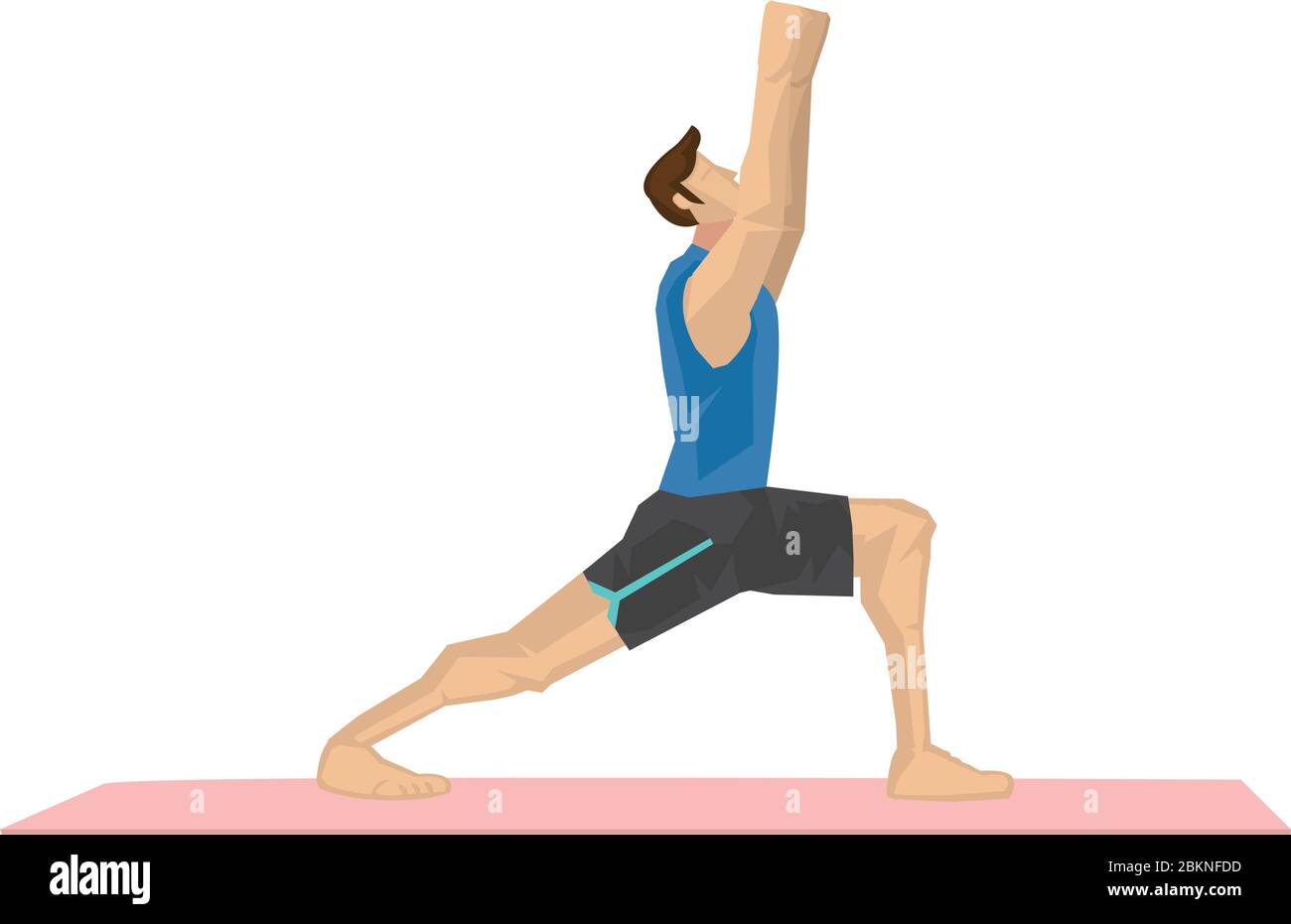 Illustration of a strong man practicing yoga with a warrior pose ...