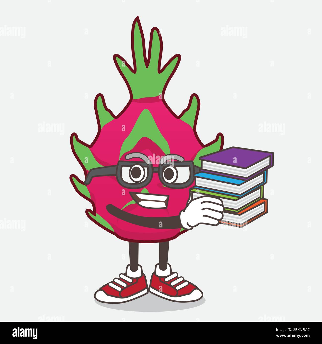 An illustration of Dragon Fruit cartoon mascot character studying with ...