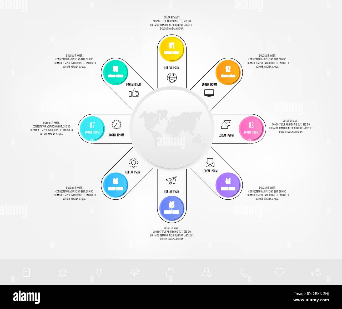 Creative circular infographics with 8 steps, parts, options. Vector ...