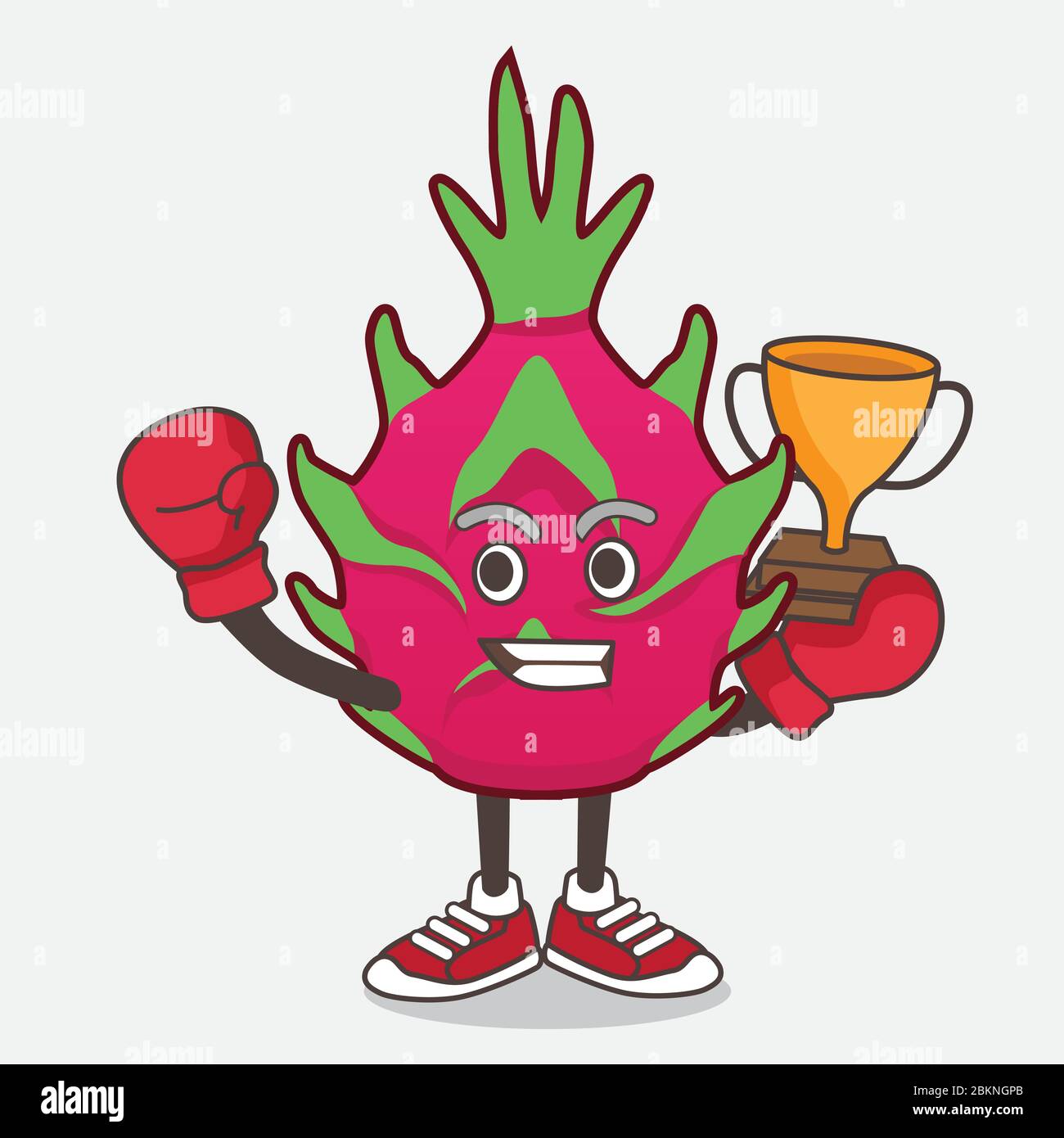 An illustration of Dragon Fruit cartoon mascot character as Boxing ...
