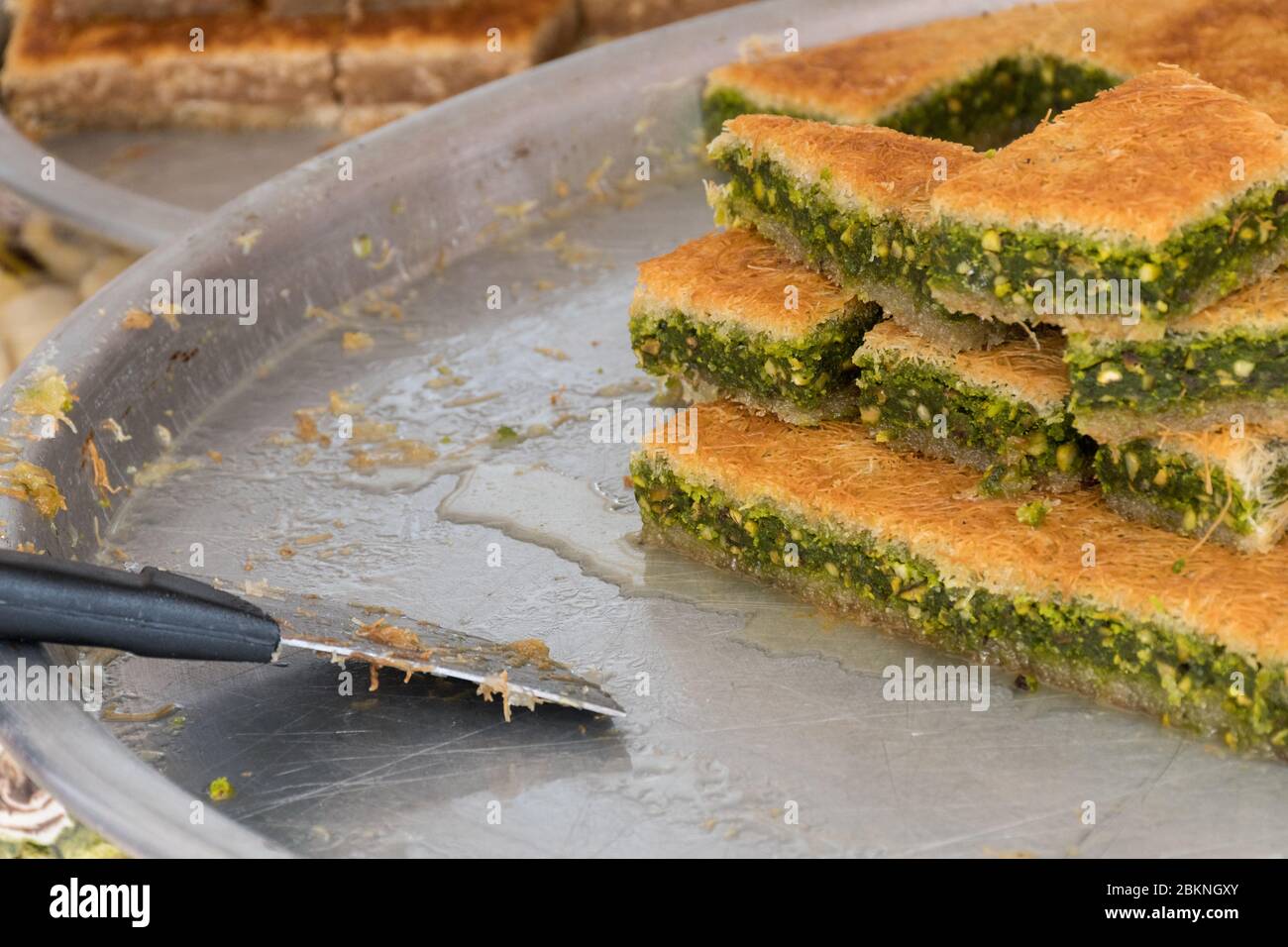 Traditional cataif sweet dessert delights, pastry during hotel brunch ...