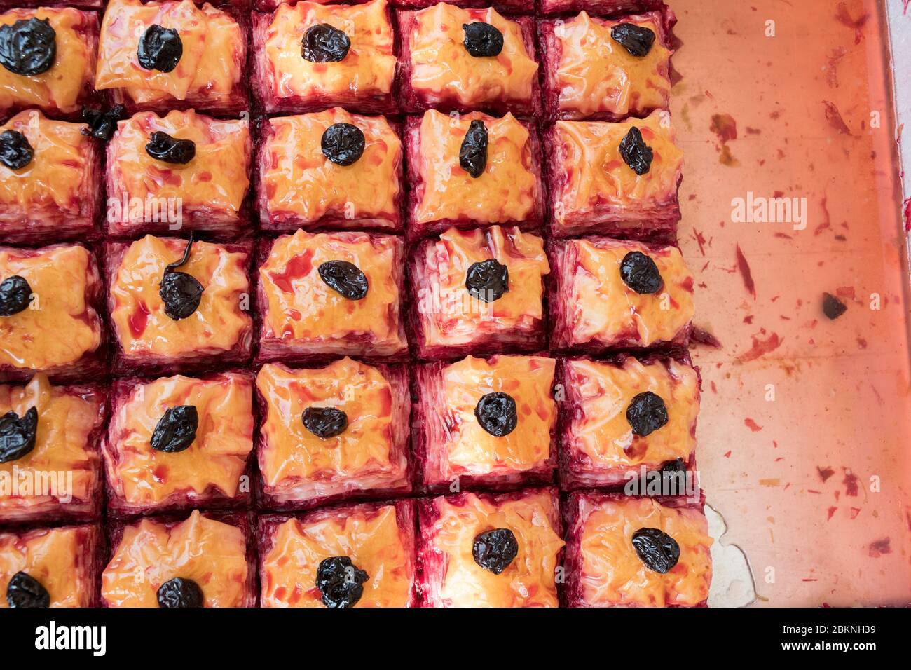 Traditional "basima" sweet dessert delights, cataif pastry during hotel ...