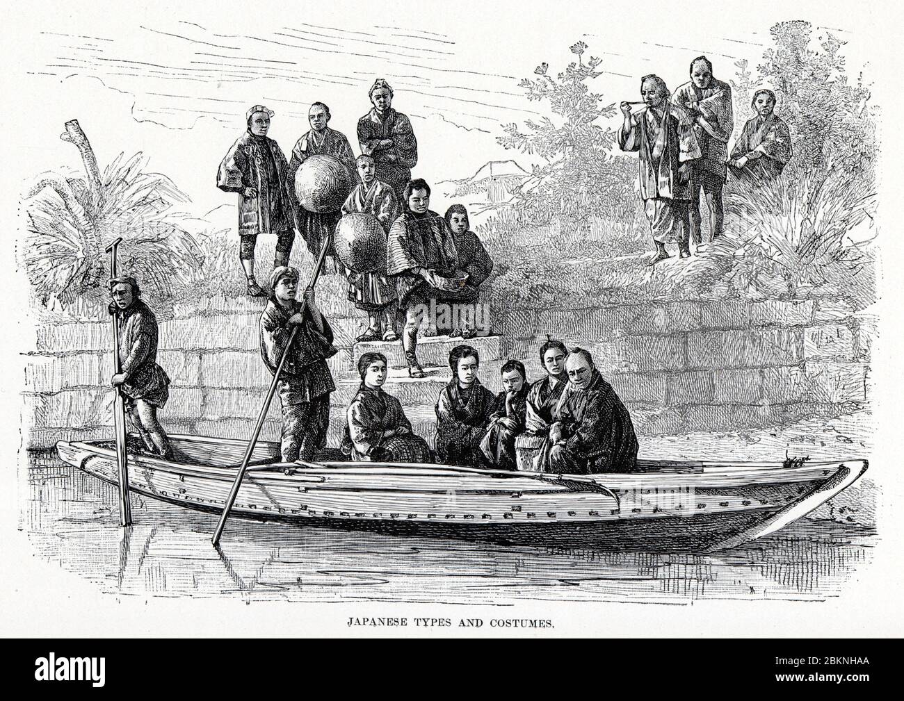 [ 1890s Japan - Japanese Ferry Boat ] — Engraving from the end of the ...