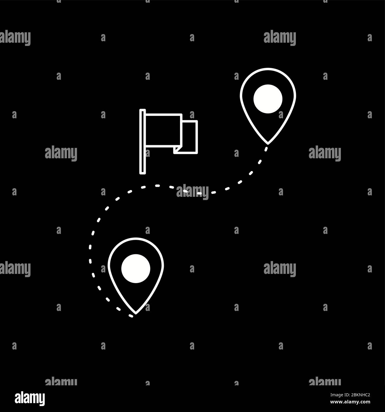 Distance route vector line Black and White Stock Photos & Images - Alamy