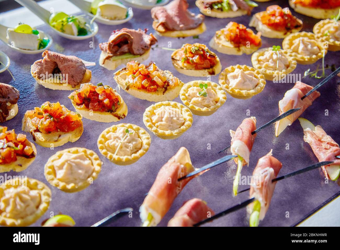 delicious buffet for guests, beautiful sandwiches, juicy meat Stock ...
