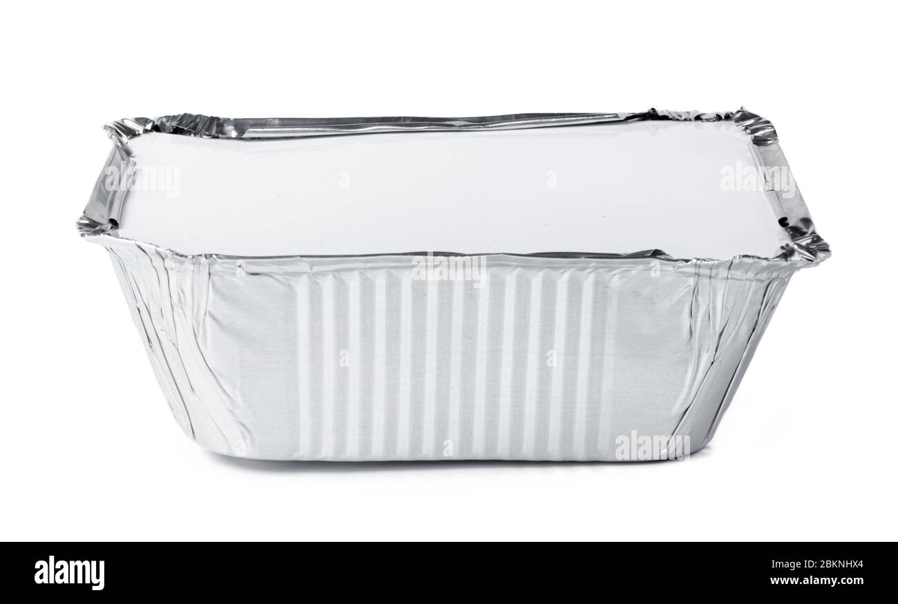 Packed foil food boxes on white background, copy space Stock Photo - Alamy