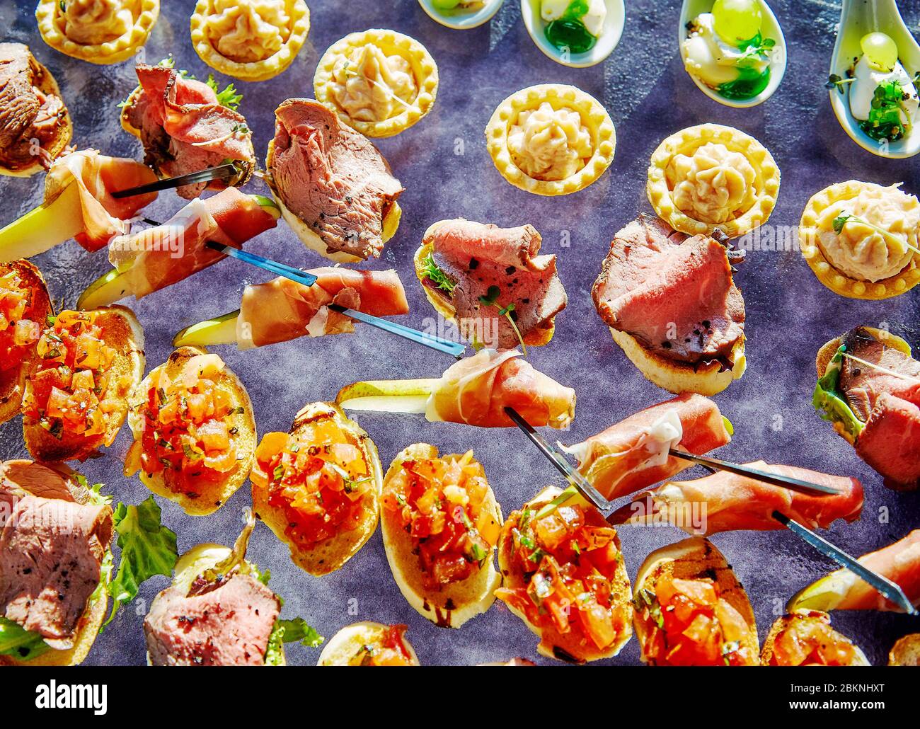 delicious buffet for guests, beautiful sandwiches, juicy meat Stock ...