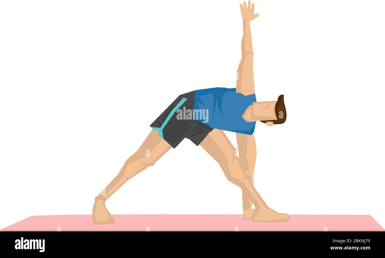 Illustration of a strong man practicing yoga with a triangle pose ...