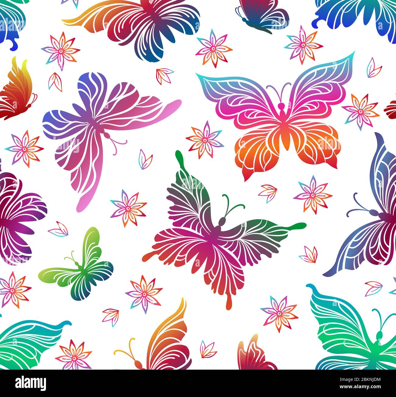 Butterfly and flower pattern Stock Vector Images - Alamy