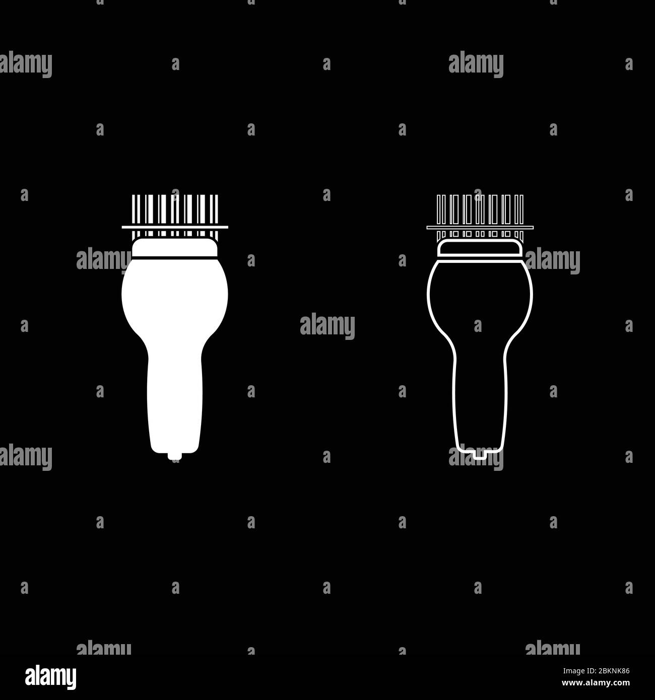 Scanning barcode with hand scanner icon outline set white color vector ...